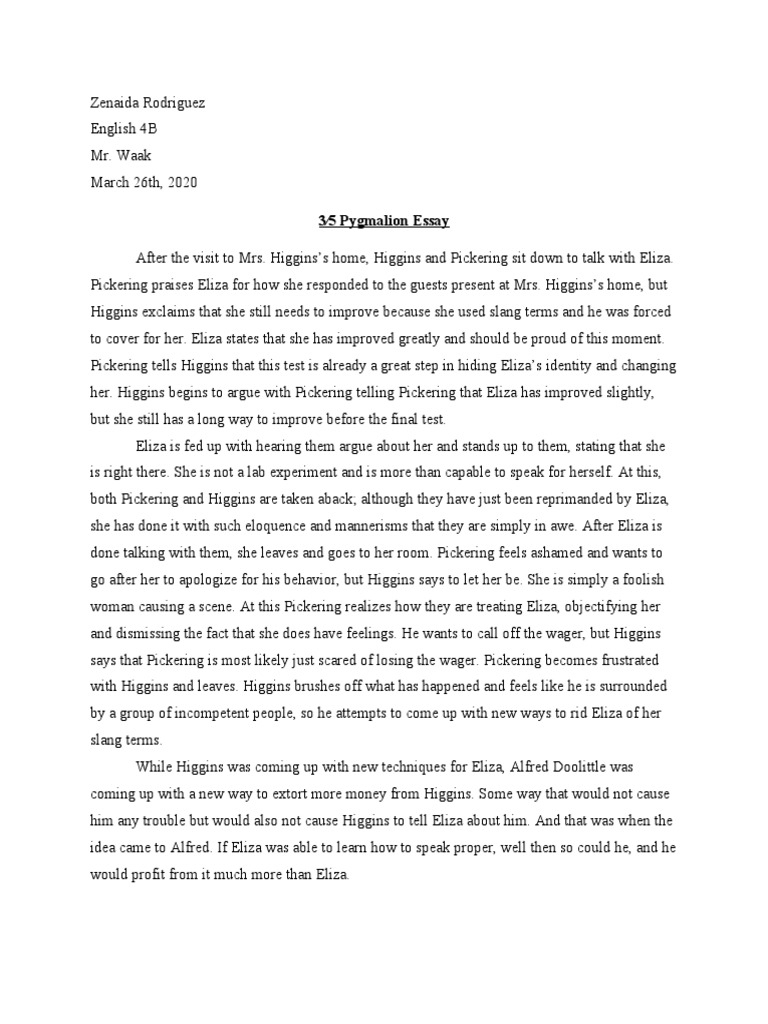 5 Pygmalion Essay | PDF | Pygmalion (Play)
