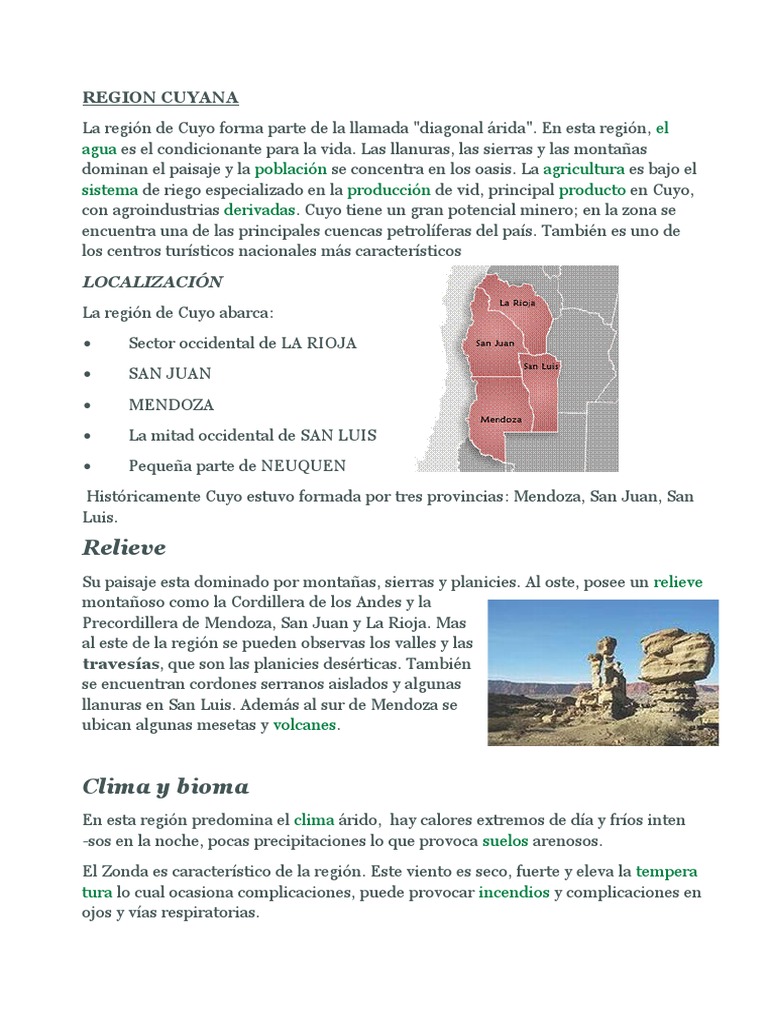 Clima y Bioma de la Región de Cuyo | PDF | Agricultura | Naturaleza