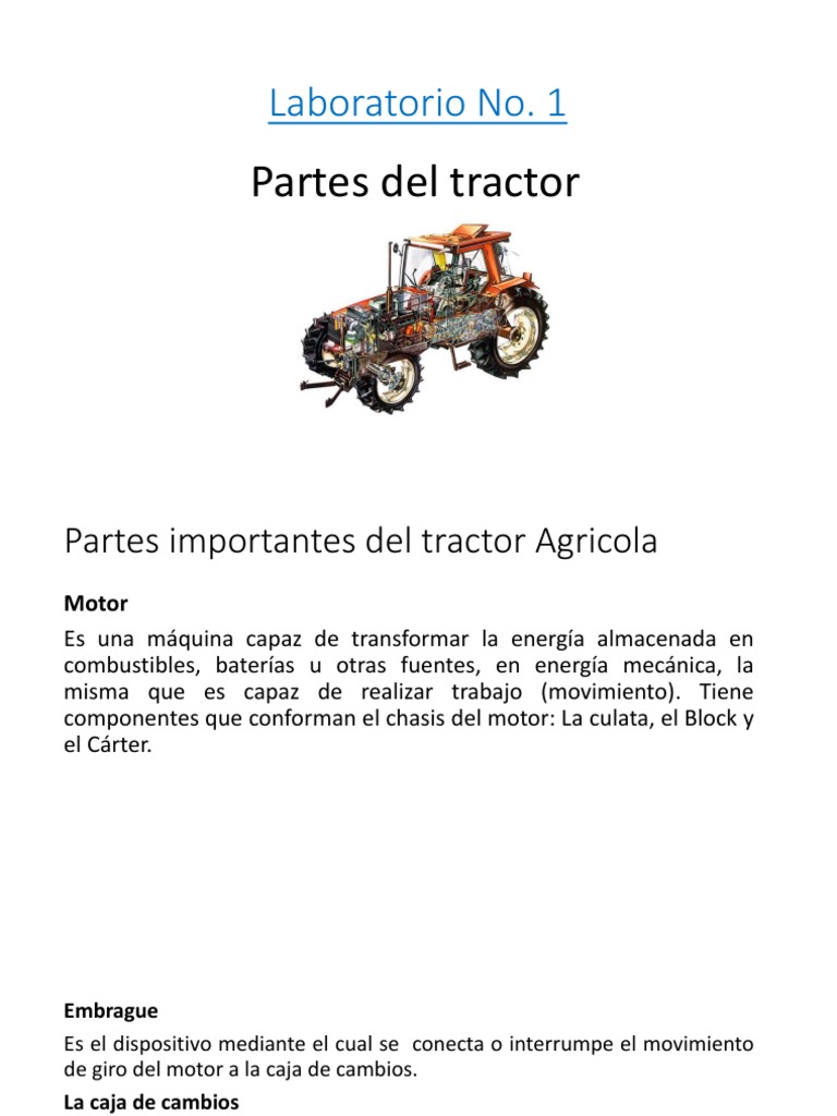 Laboratorio No. 1 Partes Del Tractor y El Motor | PDF