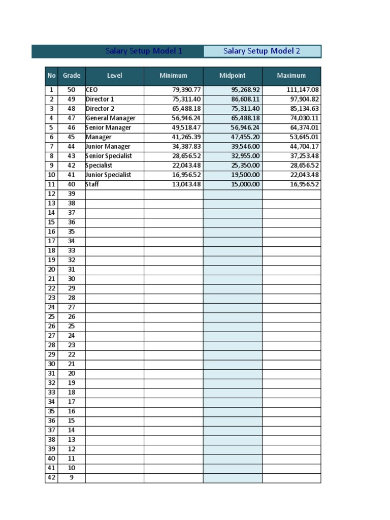 Job Leveling and Salary Grid Template | PDF | Nature