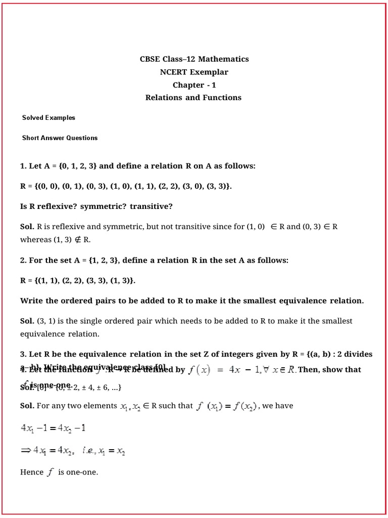 Chapter 1 - Relations and Functions | PDF | Analysis | Abstract Algebra