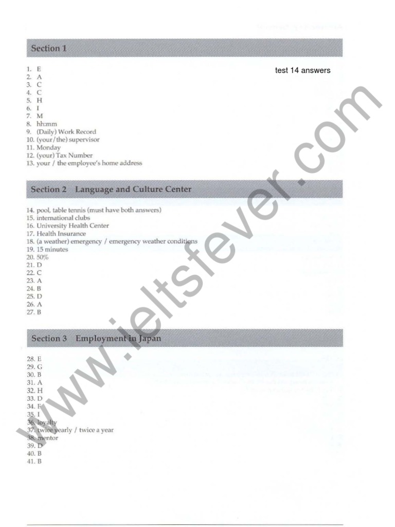Ielts General Training Test 4 Answers Pdf
