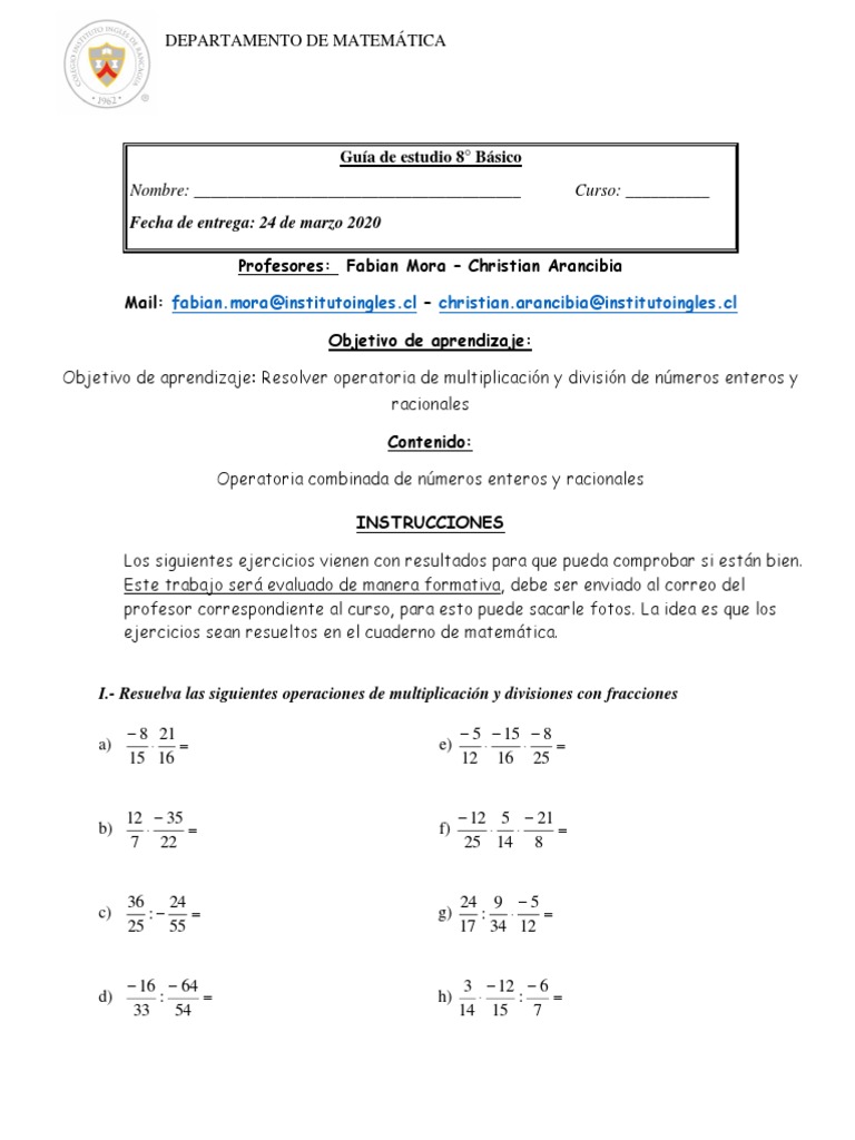 Guia Estudio Matematica 8° Basico | PDF | Entero | Enseñanza de matemática