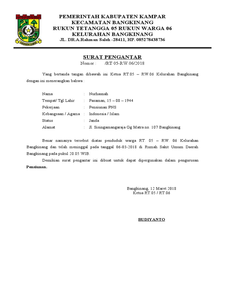 Surat Keterangan RT | PDF