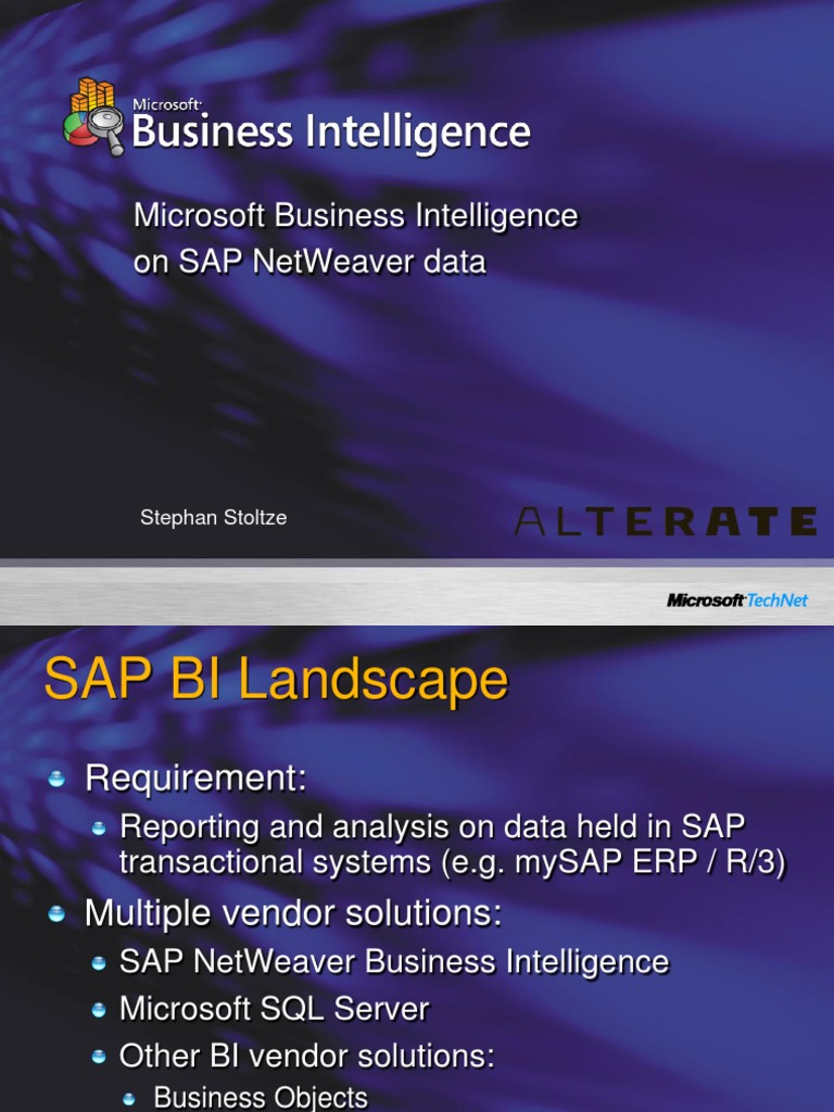 Microsoft Business Intelligence On Sap Netweaver Data: Stephan Stoltze ...