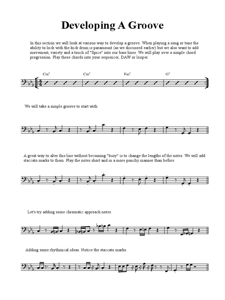 Developing A Groove: C 7 C 7 F 7 G7 | PDF | Sound | Music Theory