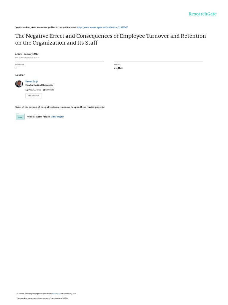 The Negative Effect and Consequences of Employee Turnover and Retention ...