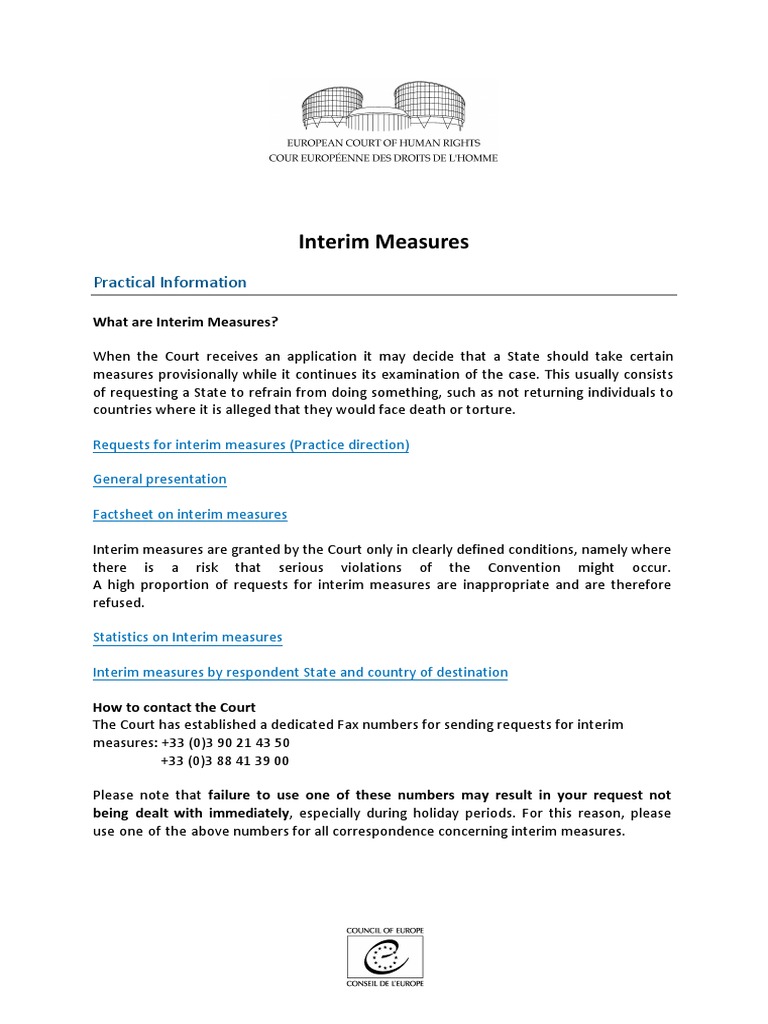 Interim Measures: Practical Information | Download Free PDF | Justice ...