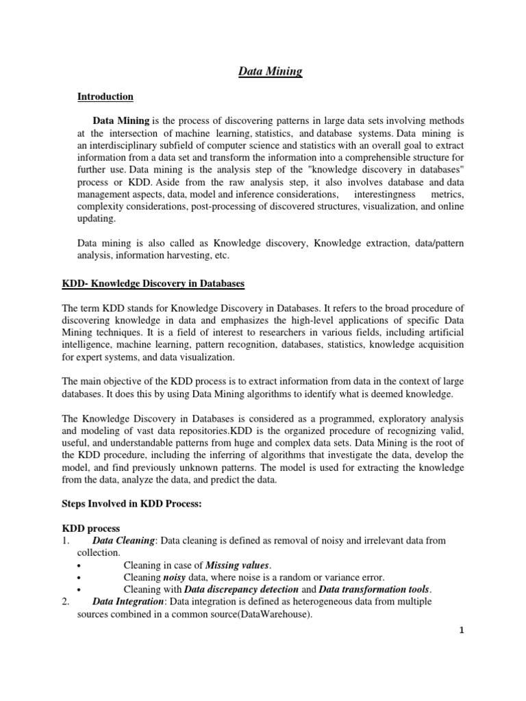 Unit 3 Data Mining PDF | PDF | Data Mining | Machine Learning Unit 3 Data Mining PDF | PDF | Data Mining | Machine Learning
