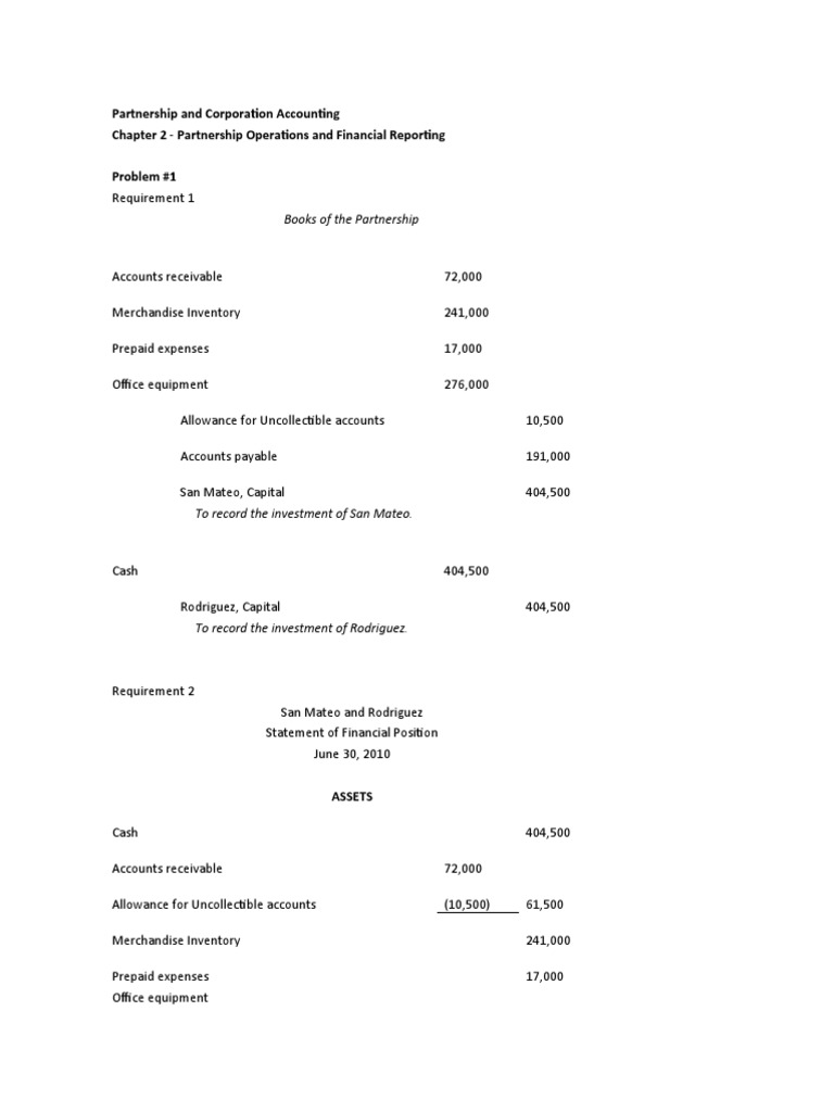 Partnership and Corporation Accounting Chapter 2 - Partnership ...