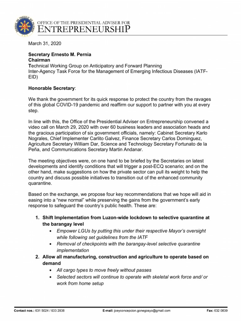 IATF Guidelines for Post-ECQ Transition | PDF | Quarantine | Transport