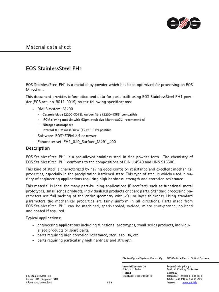 Material Data Sheet: Description | PDF | Physical Sciences | Metals