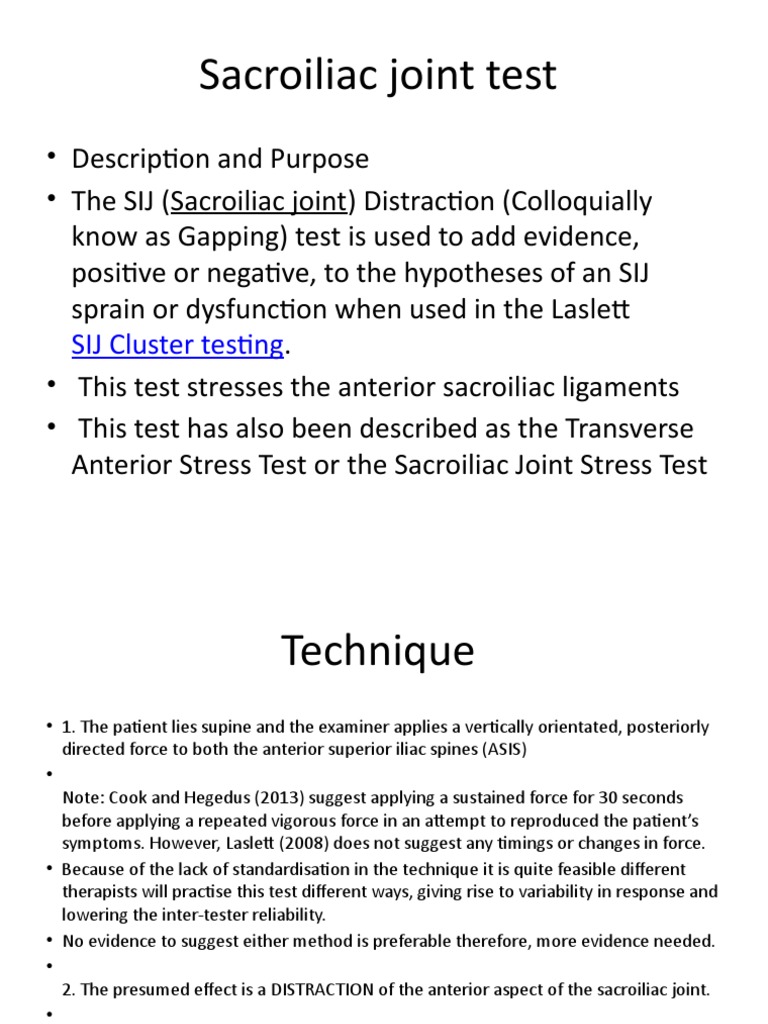 Sacroiliac Joint Test: SIJ Cluster Testing | PDF