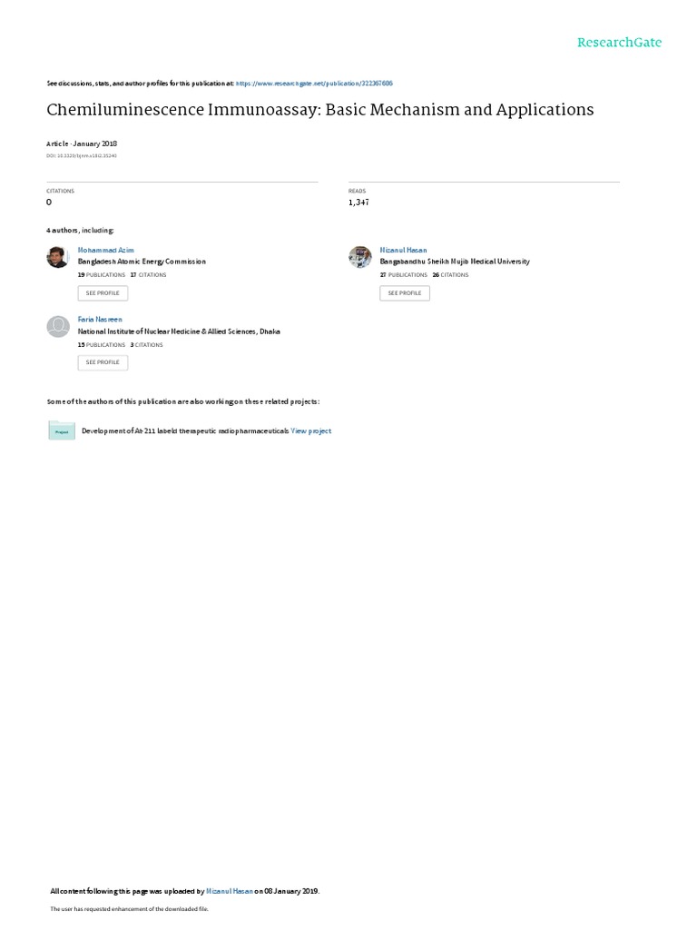 Chemiluminescence Immunoassay Basic Mechanism and PDF | PDF | Elisa ...