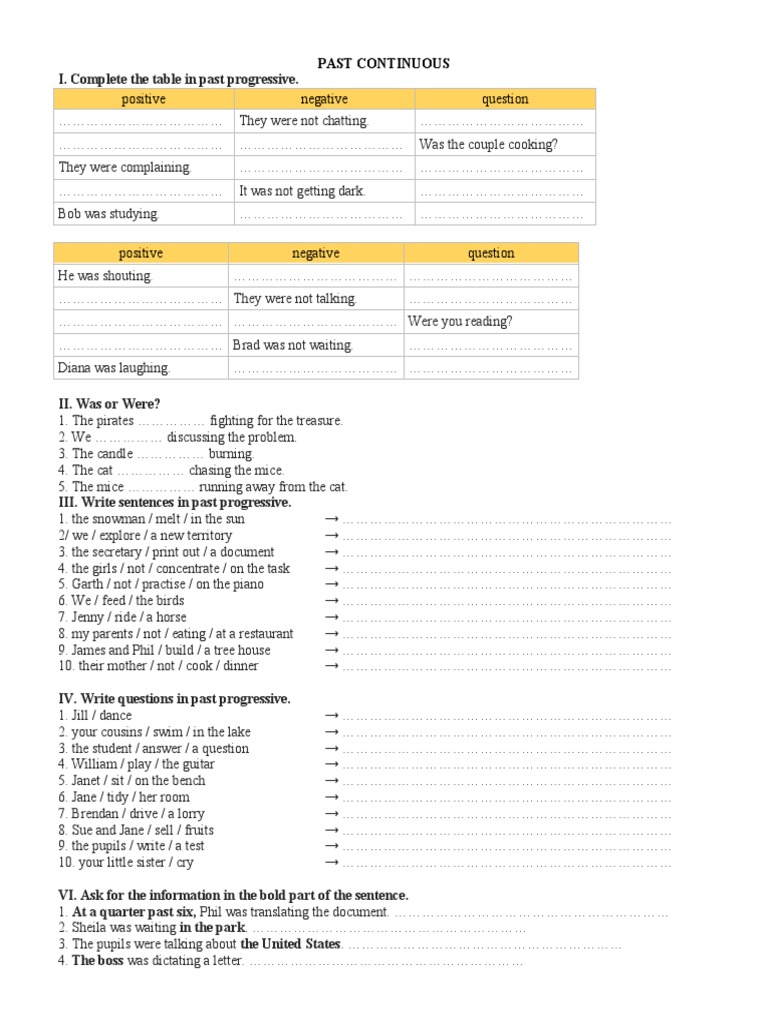 Past Continuous Exercises and Examples | PDF