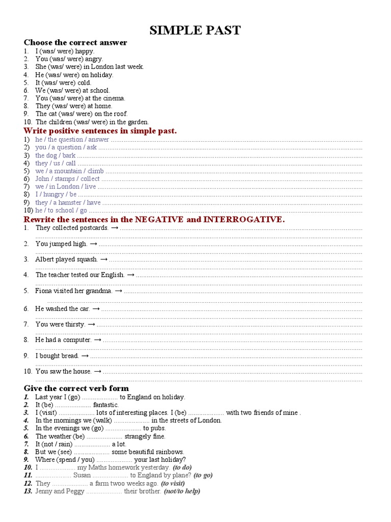 Simple Past Exercises for Beginners | PDF