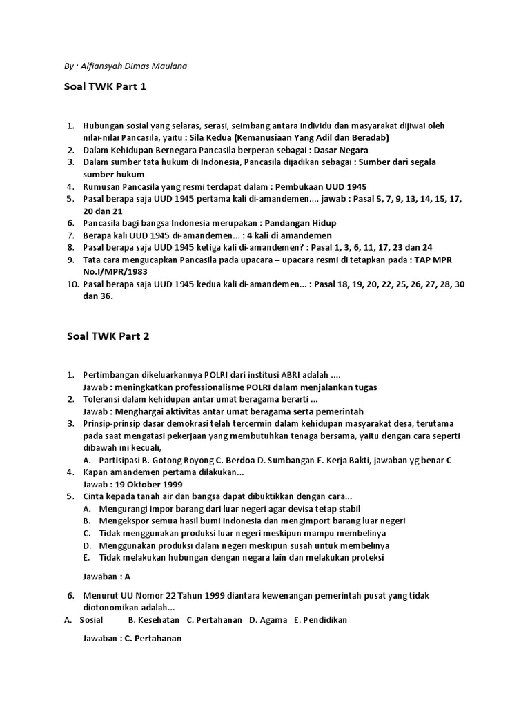 TWK Latihan Soal | PDF