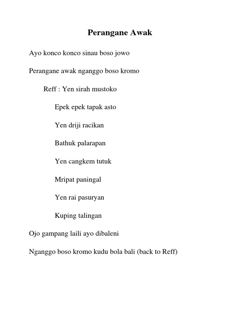 Perangane Awak: Sinau Boso Jowo | PDF