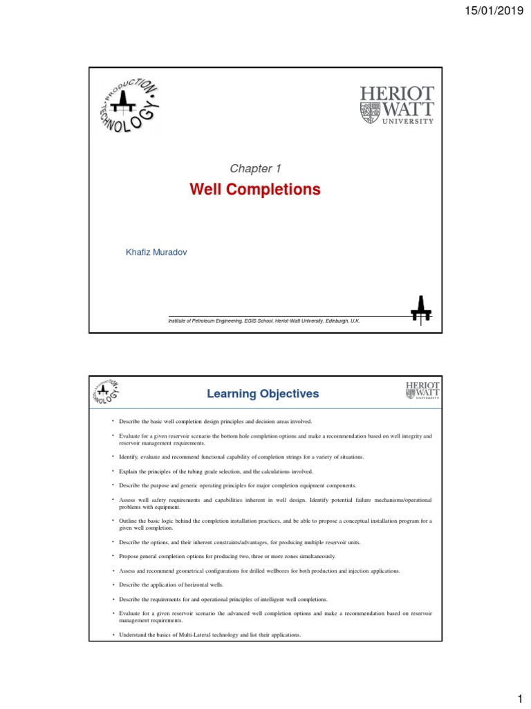 1 Well Completions PDF | PDF | Casing (Borehole) | Pipe (Fluid Conveyance)