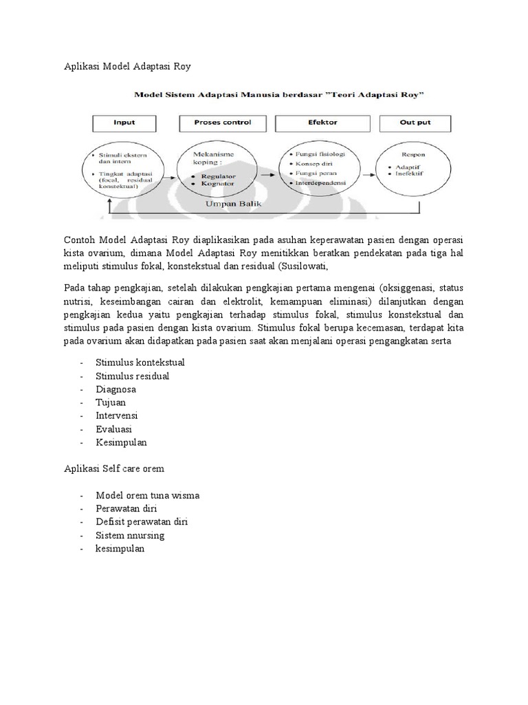 Aplikasi Model Adaptasi Roy | PDF