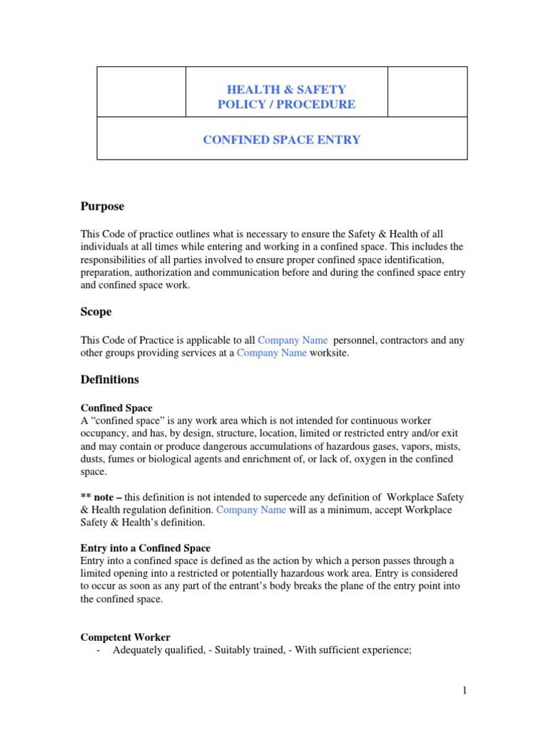 Confined Space Entry Safety Procedures | PDF | Personal Protective ...