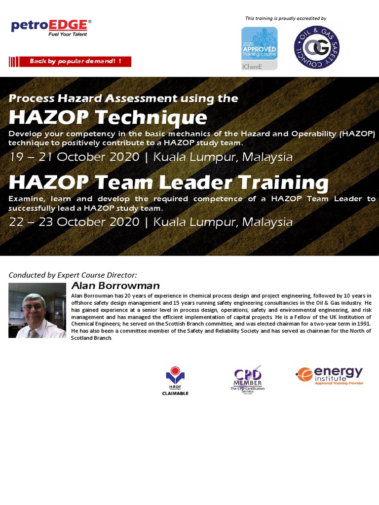 HAZOP Technique HAZOP Team Leader Training: 19 - 21 October 2020 ...