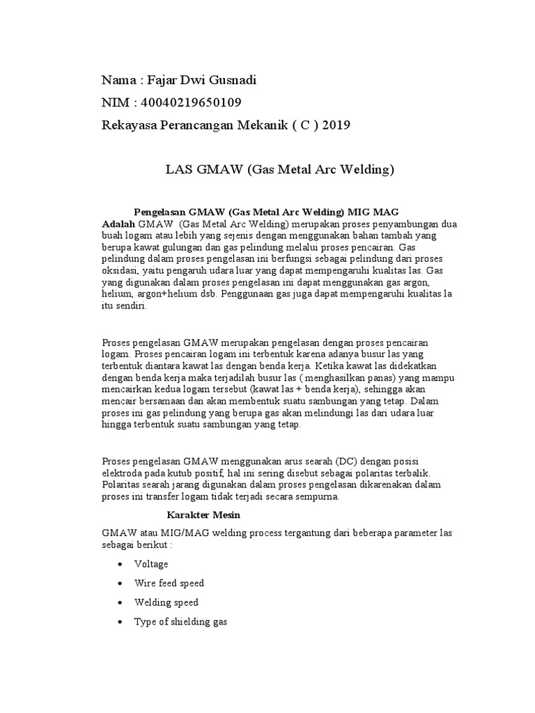 Las Gmaw Tejnologi Las | PDF