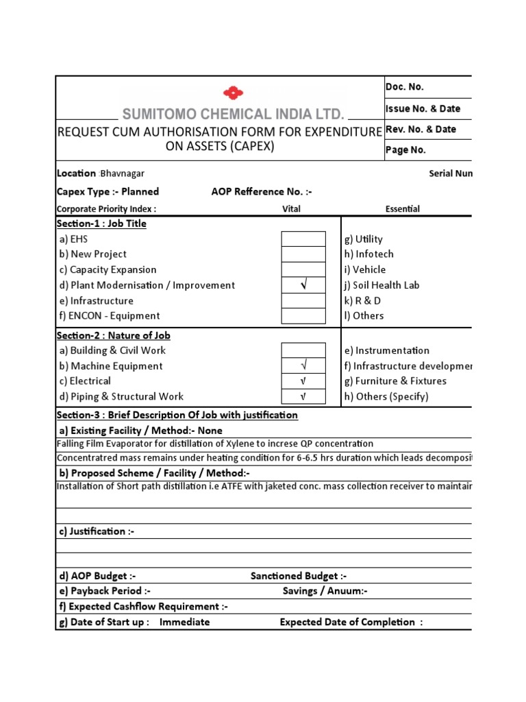 Capex For ATFE Installation For Xylene Distillation QP | PDF | Heat ...