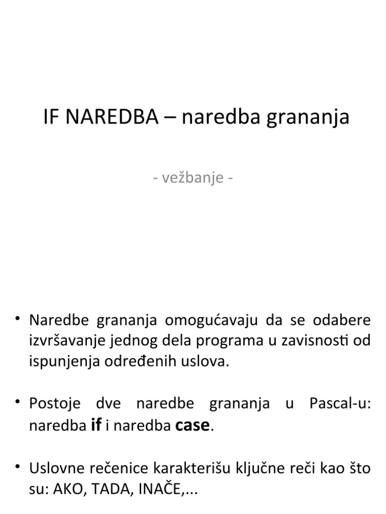 Vezbe If Naredba | PDF