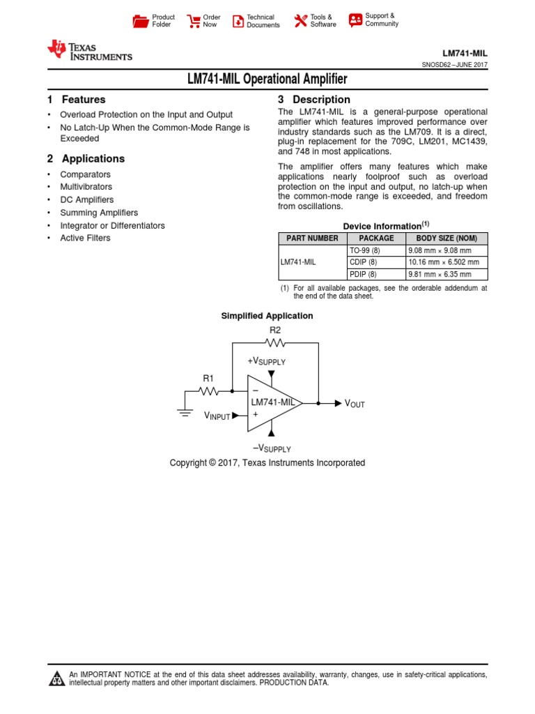 741c PDF | PDF | Amplifier | Operational Amplifier