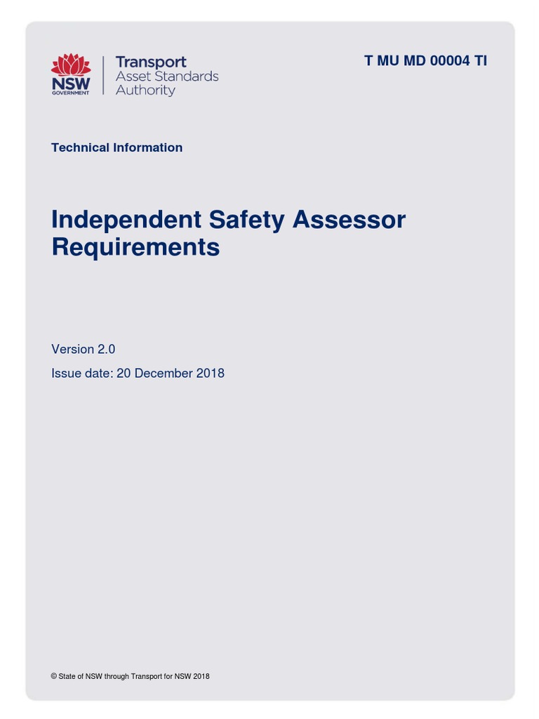 T-Mu-Md-00004-Ti-V2.0 - Independent Safety Assessor Requirements | PDF ...