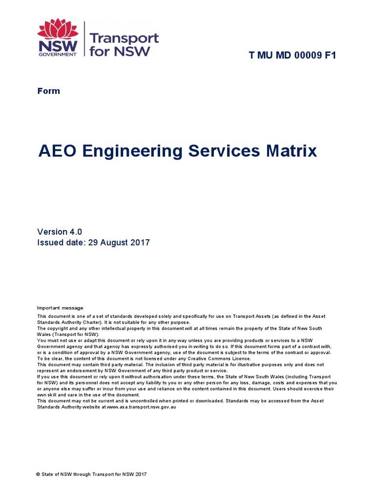 T-Mu-Md-00009-F1-V4.0 - AEO Engineering Services Matrix | PDF | Rail ...