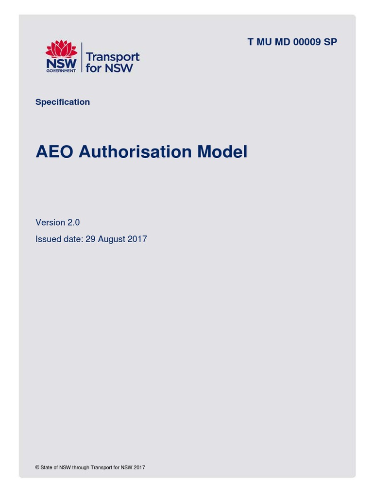T-Mu-Md-00009-Sp-V2.0 - AEO Authorisation Model | PDF | Risk | Engineering
