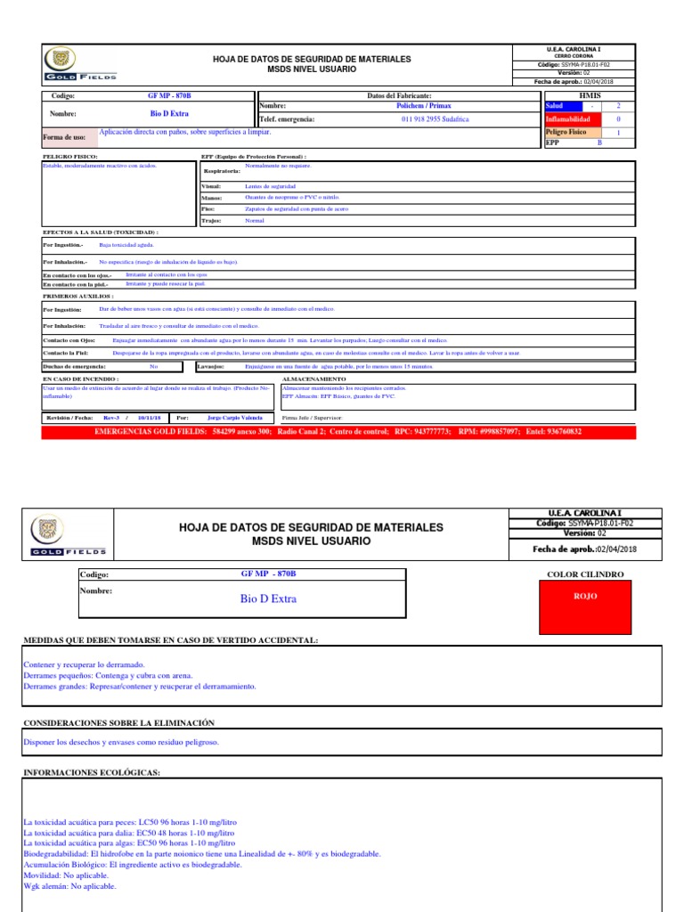 Bio D-Extra Desengrasante Ecológico Multipropósito PDF | PDF | Agua ...