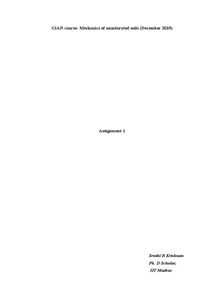 GIAN Course: Mechanics of Unsaturated Soils (December 2019) : Sruthi R ...