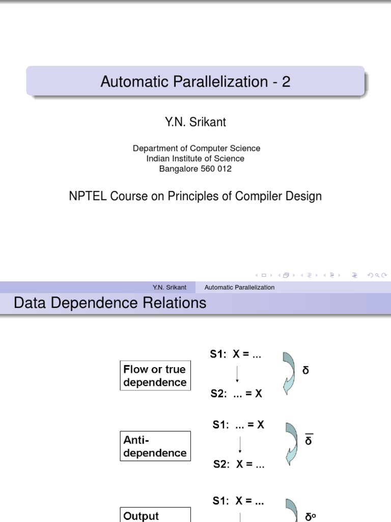Automatic Parallelization - 2: Y.N. Srikant | PDF | Parallel Computing | Control Flow