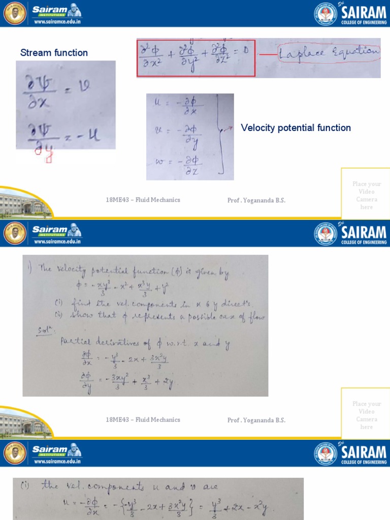 Fluid Mechanics Stream Function Velocity Potential | PDF | Physics | Statistical Mechanics