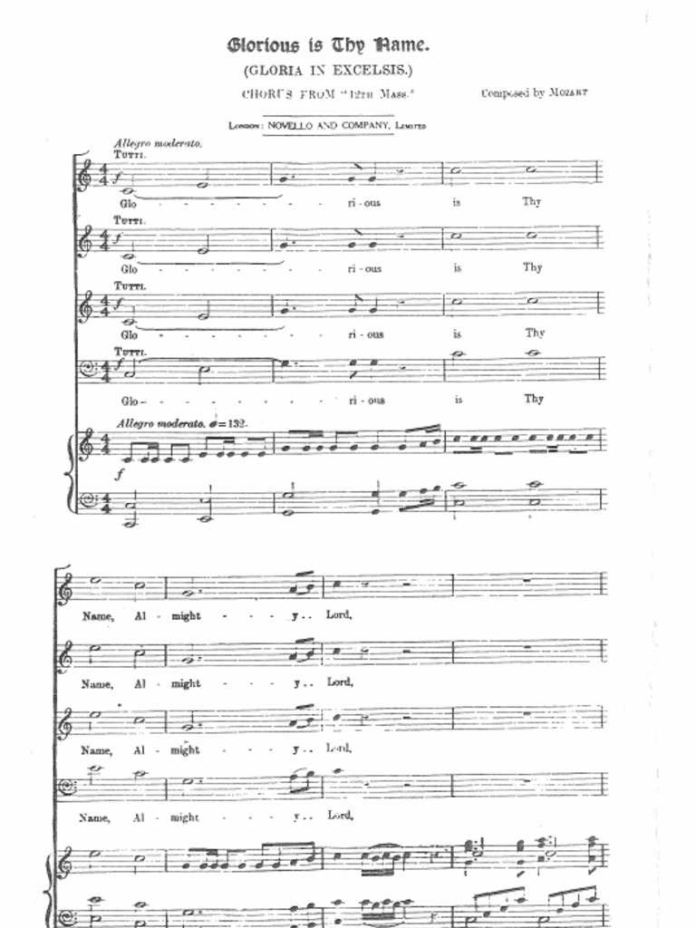 Glorious Is Thy Name - Choir + Organ Part | PDF