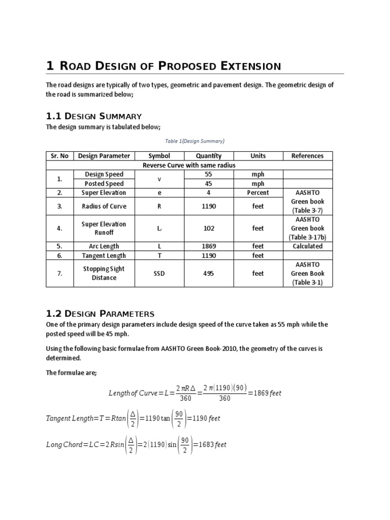 Road Design of Proposed Extension | PDF | Traffic | Tangent