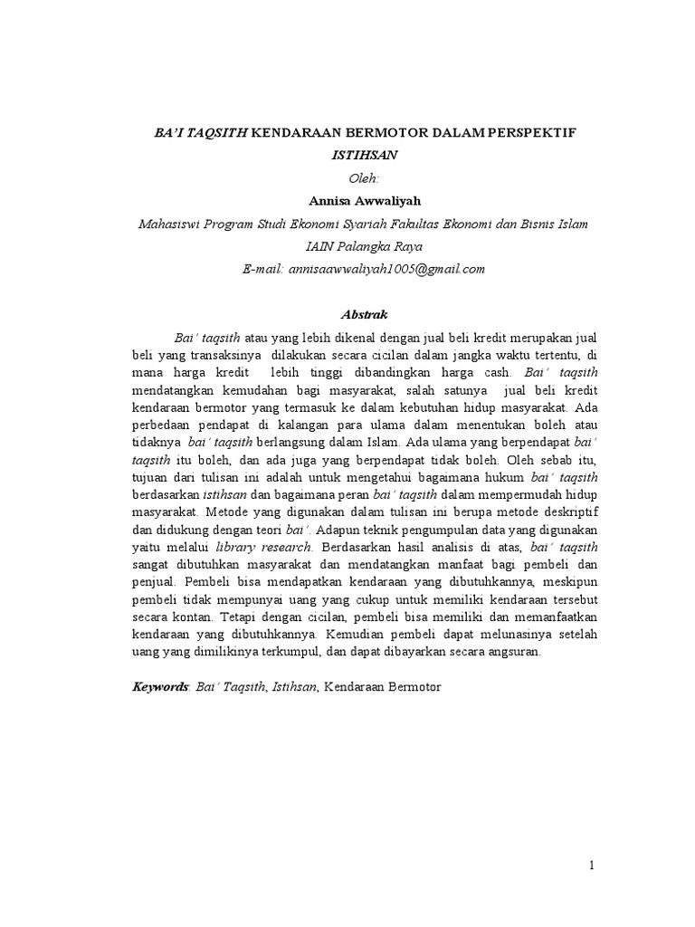 Paper Annisa Awwaliyah Esy'2a | PDF