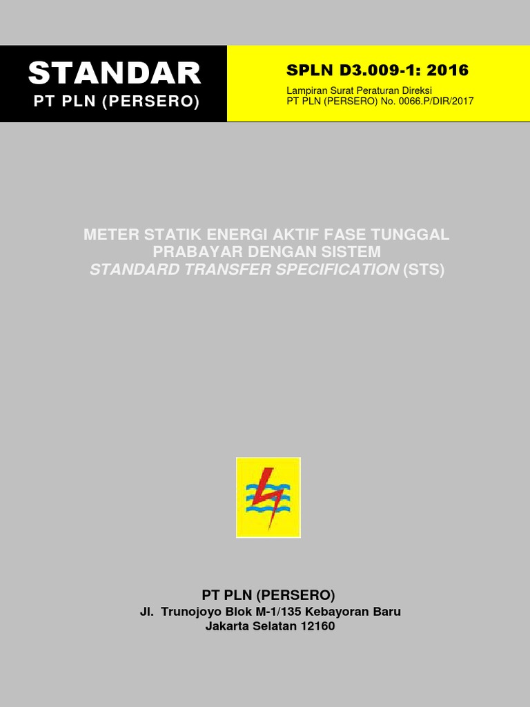 SPLN D3.009-1 2016 - Meter Statik Energi Aktif Fase Tunggal Prabayar ...