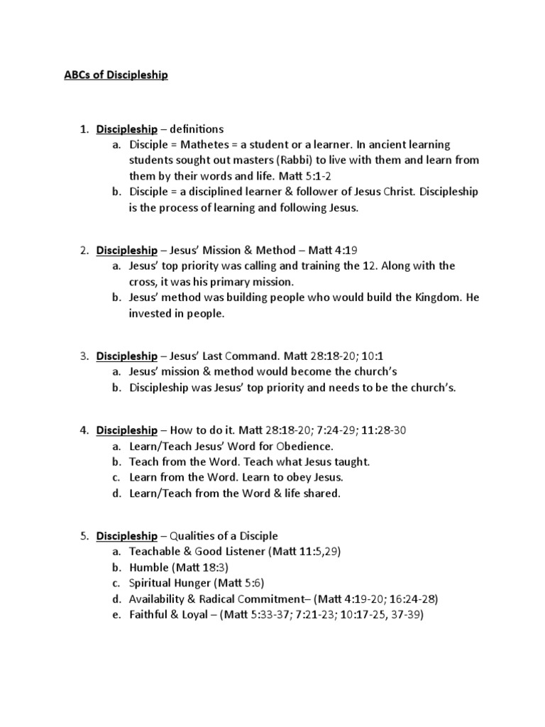 Christian Discipleship 101 - Outline | PDF | Disciple (Christianity ...