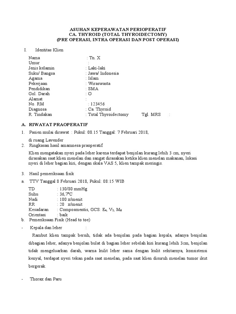 Contoh Askep Perioperatif | PDF