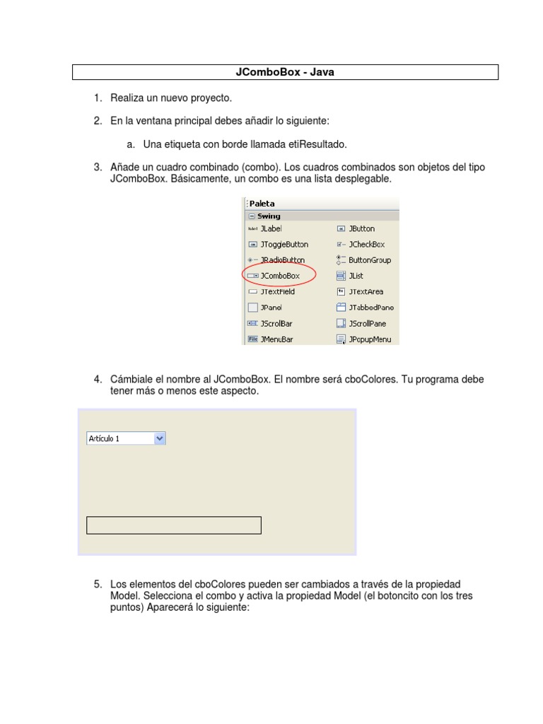 JComboBox Java | PDF | Programa de computadora | Programación