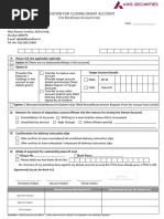 Axis Bank Account Closure Form | PDF | Banking Technology | Banking