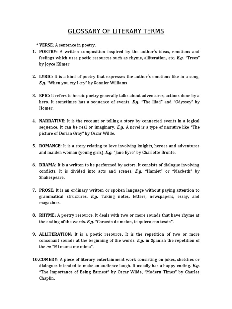 Glossary of Literary Terms | PDF | Poetry