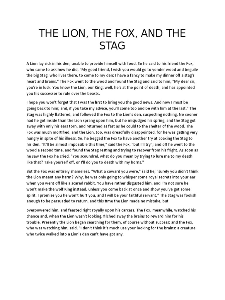 The Lion, The Fox, and The Stag | PDF