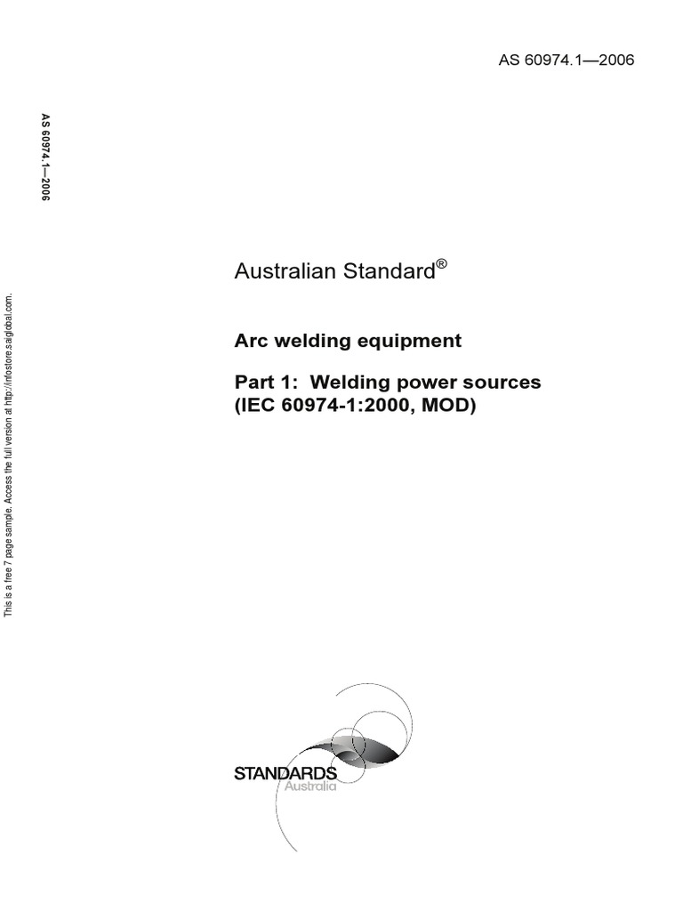 As 60974 1 2006 Arc Welding Equipment Welding Power Sources IEC 60974 1 ...