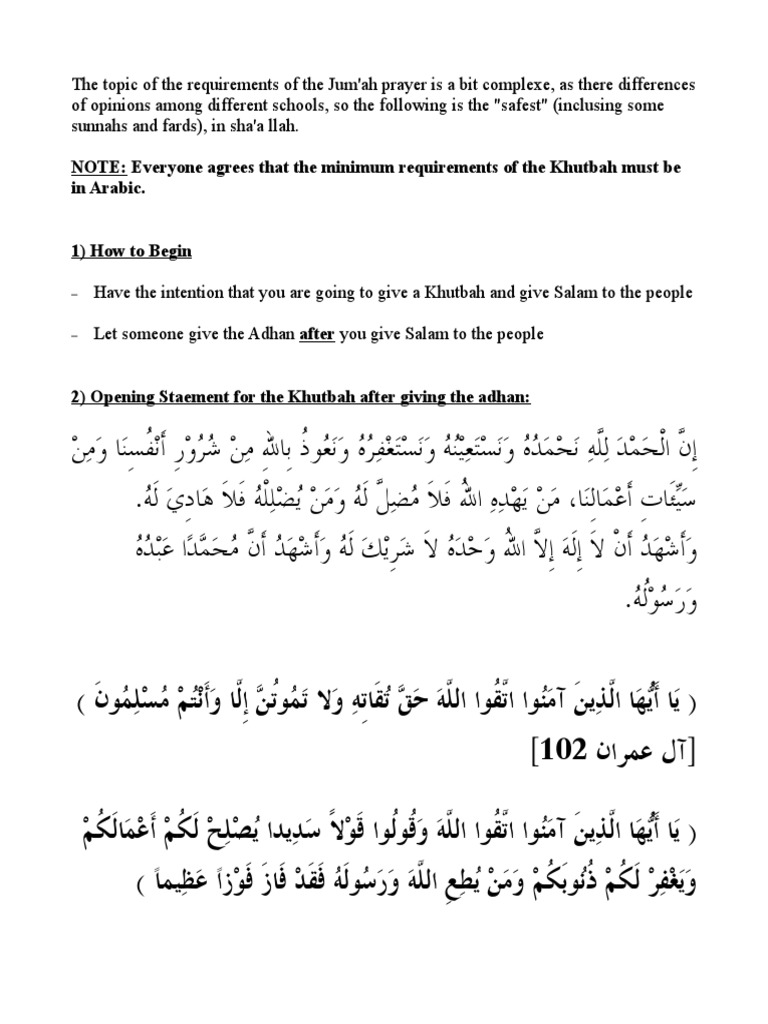 Arabic Khutbah PDF | PDF | Hadith | Prophets And Messengers In Islam
