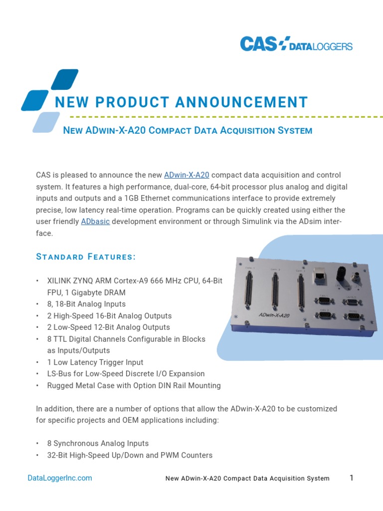 New Product Announcement: New Adwin-X-A20 Compact Data Acquisition ...